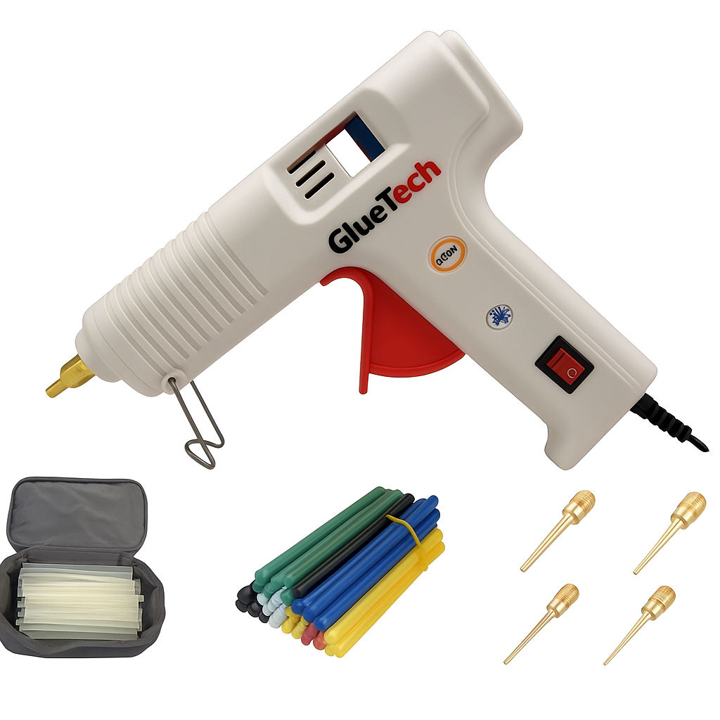 All included 150W Hot Melt Glue Gun kit color glue sticks+ 4 nozzle Pr